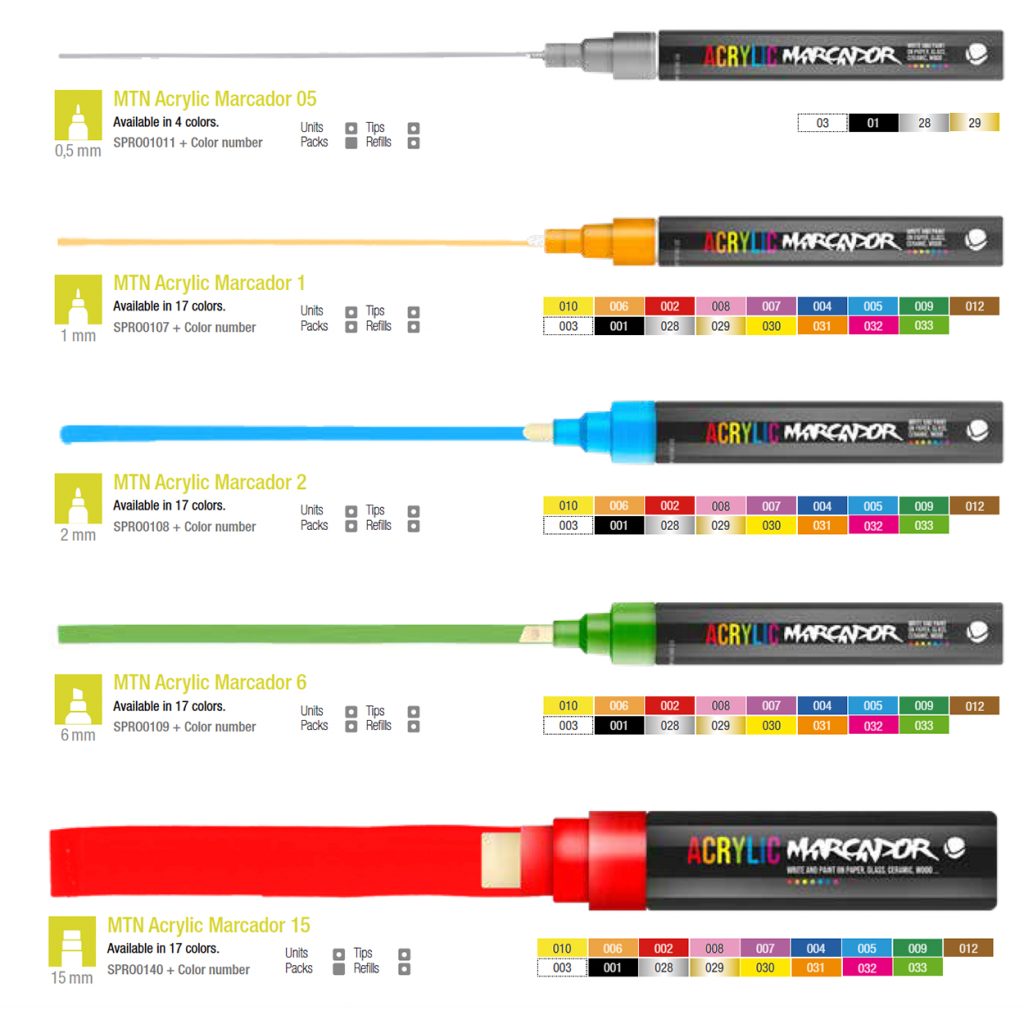 MTN Acrylic Marcador Markers Packs – Artzmania